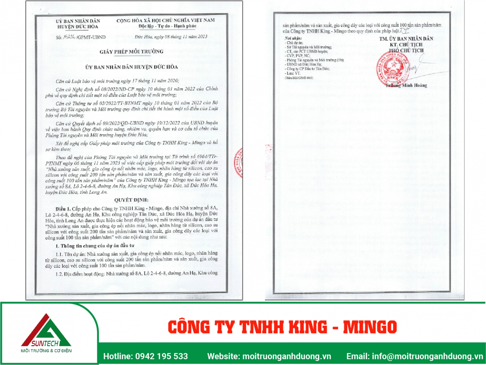 Thực hiện giấy phép môi trường tại Công Ty TNHH King Mingo